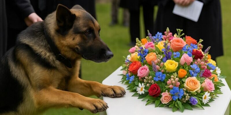 The dog jumped on the coffin, a dull thud echoed, freezing the crowd ...